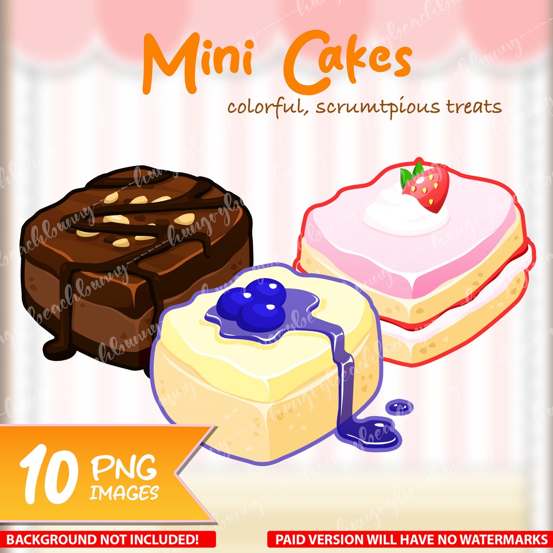 Mini Cakes Clip Art: Cute Food Clipart, Cakes, Desserts PNG, Sweets ...