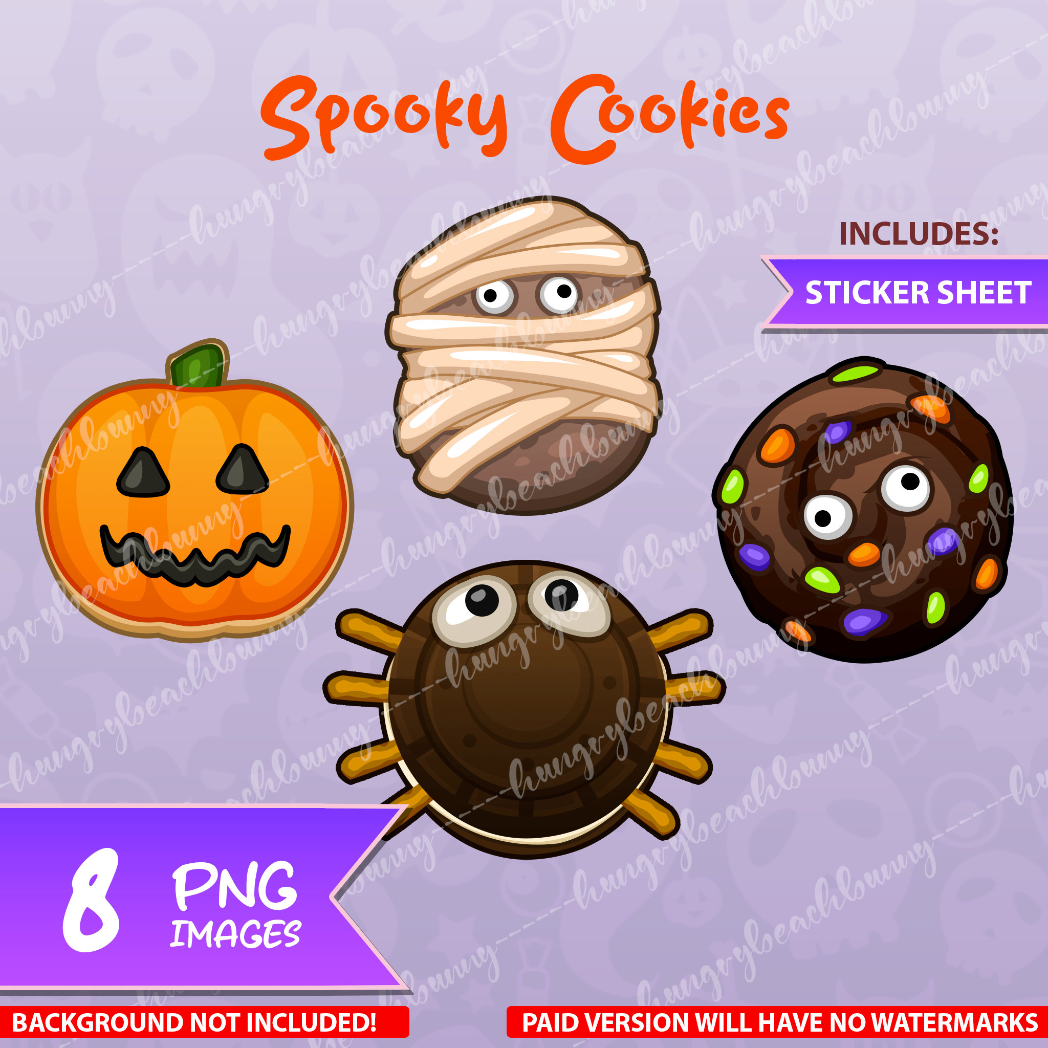 Spooky Cookies Clipart: Halloween Cute Treats Sticker PNG - Etsy