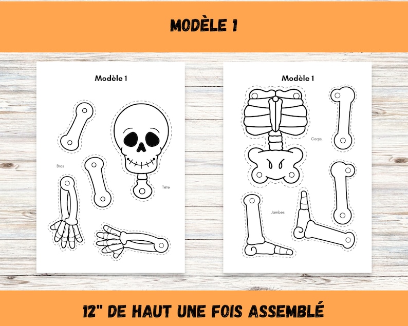 Hacer un esqueleto articulado, manualidades de Halloween para niños, decoraciones DIY de ...