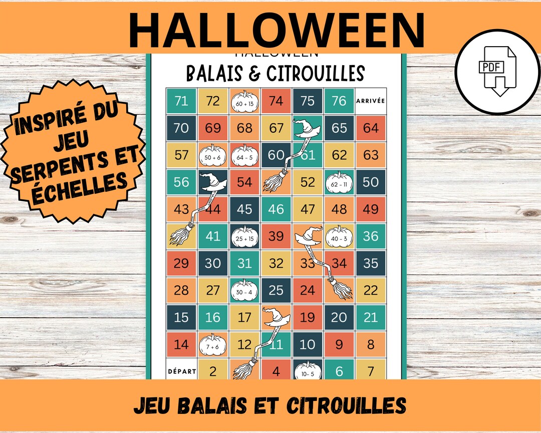 Halloween Board Game brooms & Pumpkins Printable Games and Activities ...