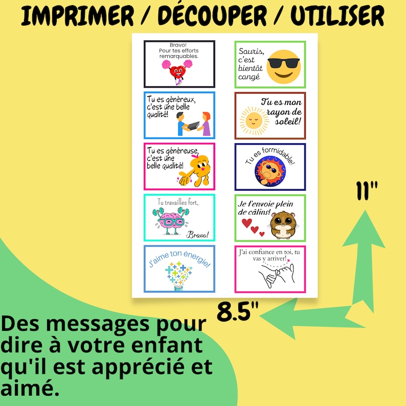 30 Lunchbox Notes for Kids, Sweet Words in French, Positive ...