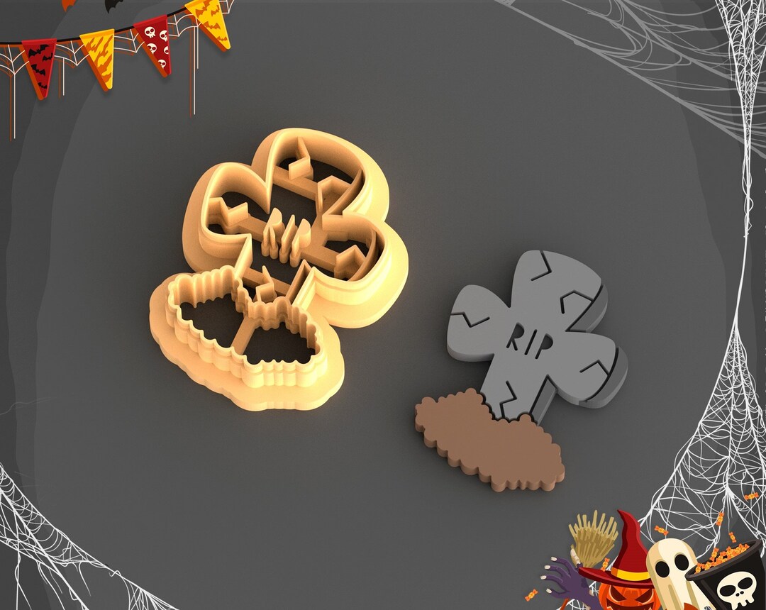 Spooky Dead Man Headstone Clay Cutter Polymer Clay Cutter for - Etsy