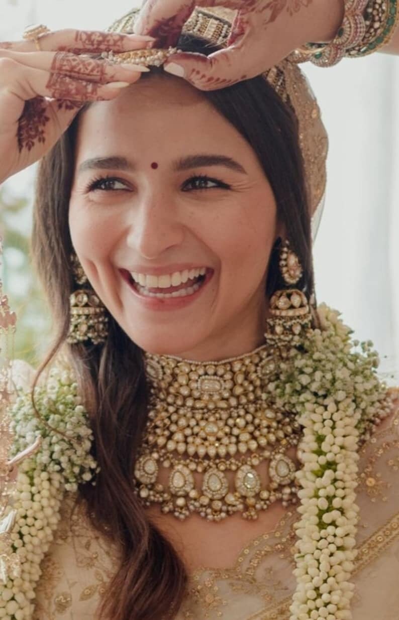 Sabyasachi Alia Bhatt Wedding Jadau Kundan Polki Choker Necklace and Earrings,sabyasachi Jewelry ...