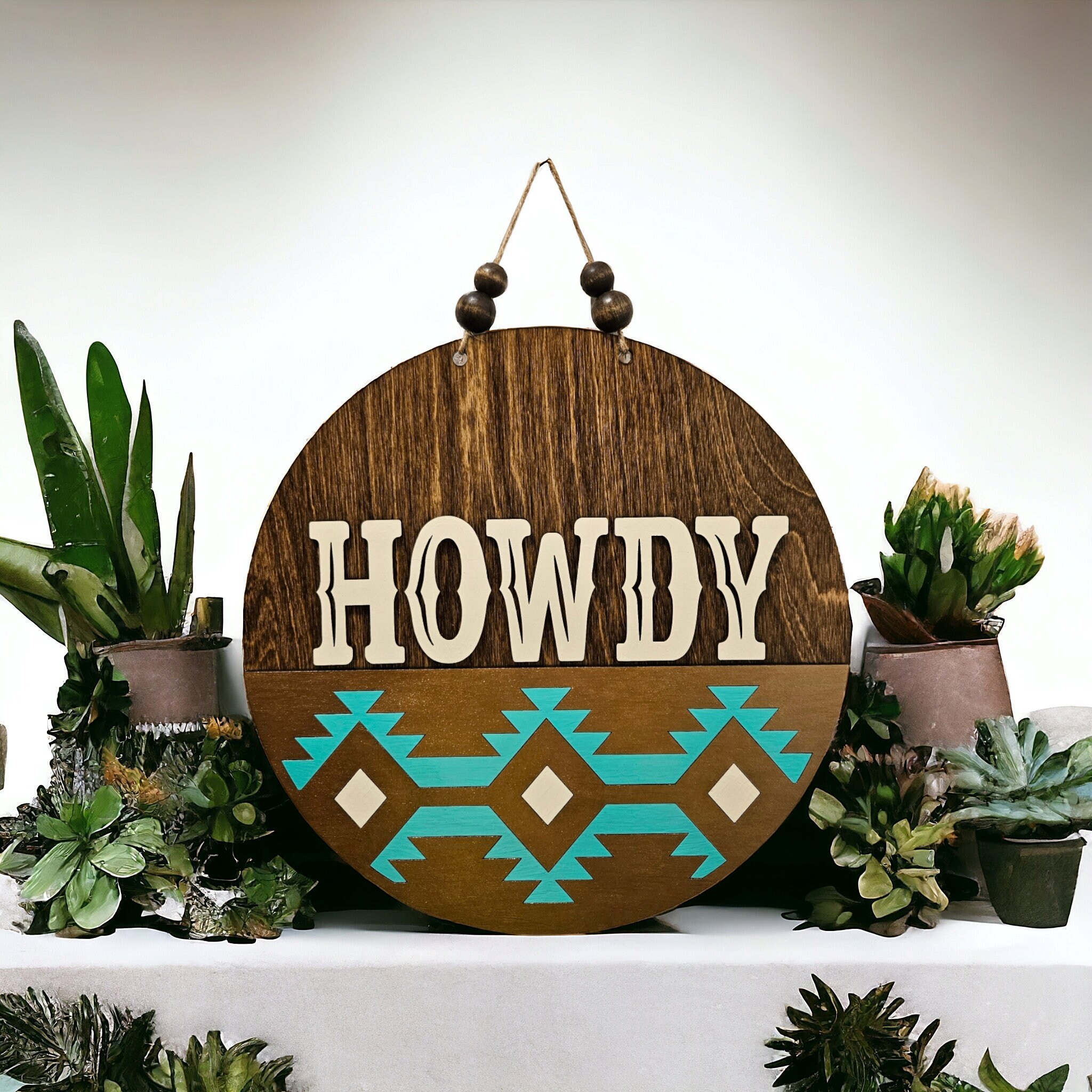 Howdy - Aztec-inspired - Wooden Door Hanger - Etsy
