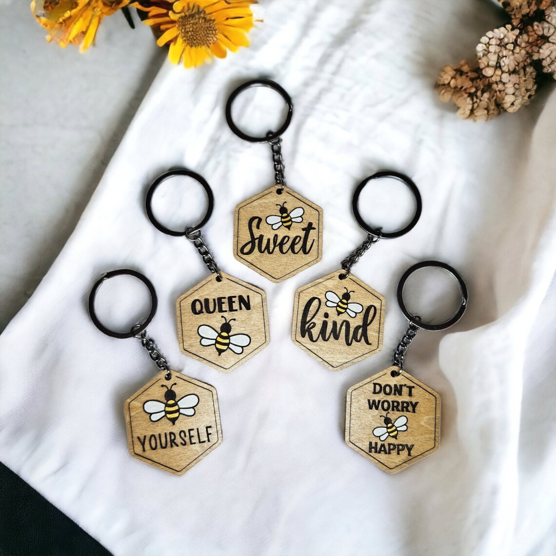 Motivational Bee Keychains - Etsy