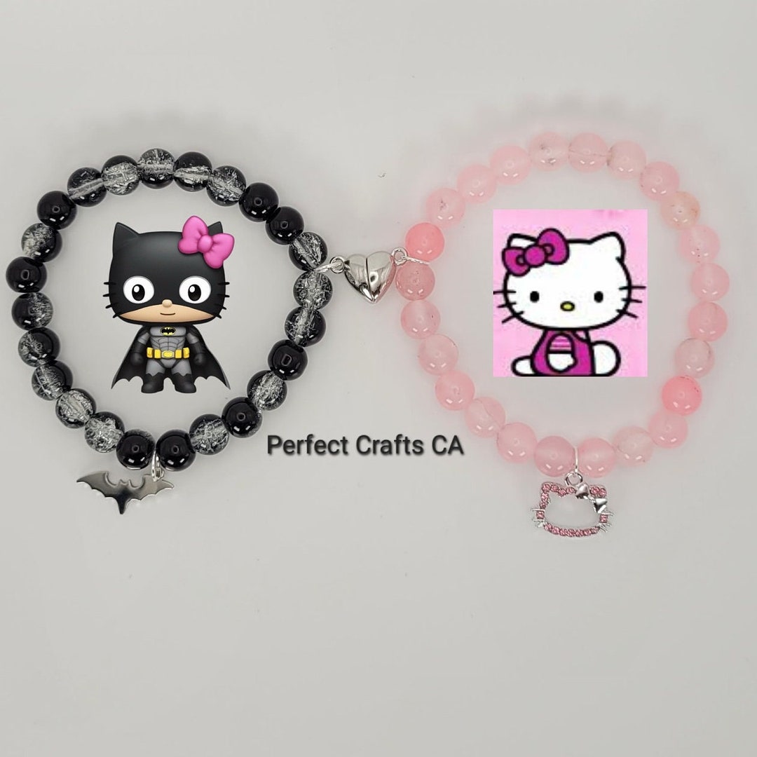 Set of 2 Matching Cartoon Bracelets, Hello Kitty and Bat, Matching ...