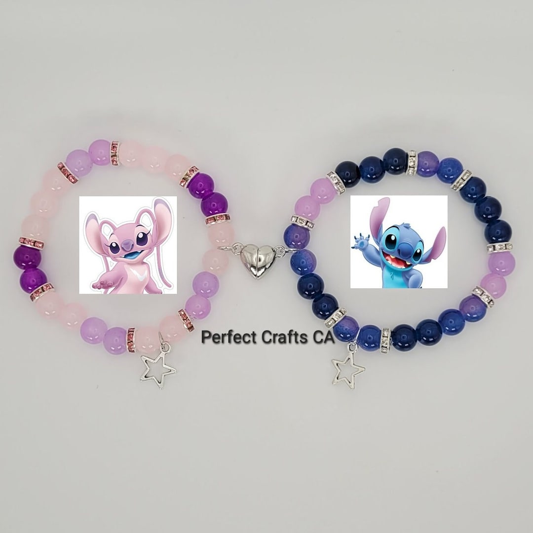 Set of Two Matching Couple Bracelets Stitch and Angel - Etsy