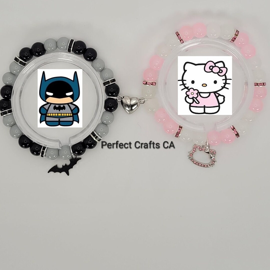 Set of 2 Matching Cartoon Bracelets, Hello Kitty and Bat, Matching ...