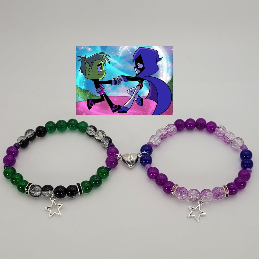 Set of 2 Matching Cartoon Bracelets Beast Boy and Raven Teeny - Etsy