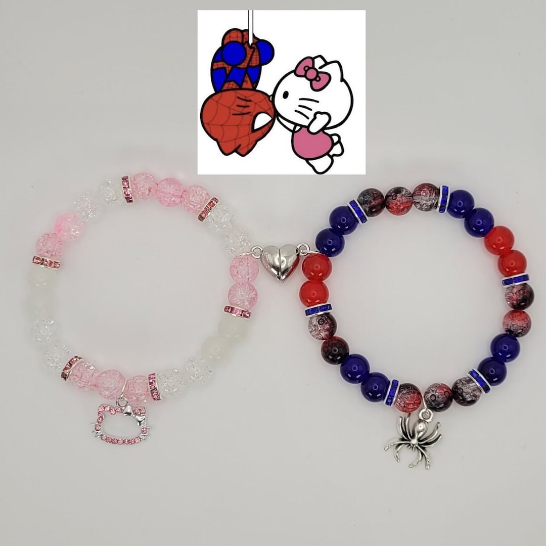 Hello Kitty Spiderman Matching Couple Bracelets, Friendship Bracelets ...