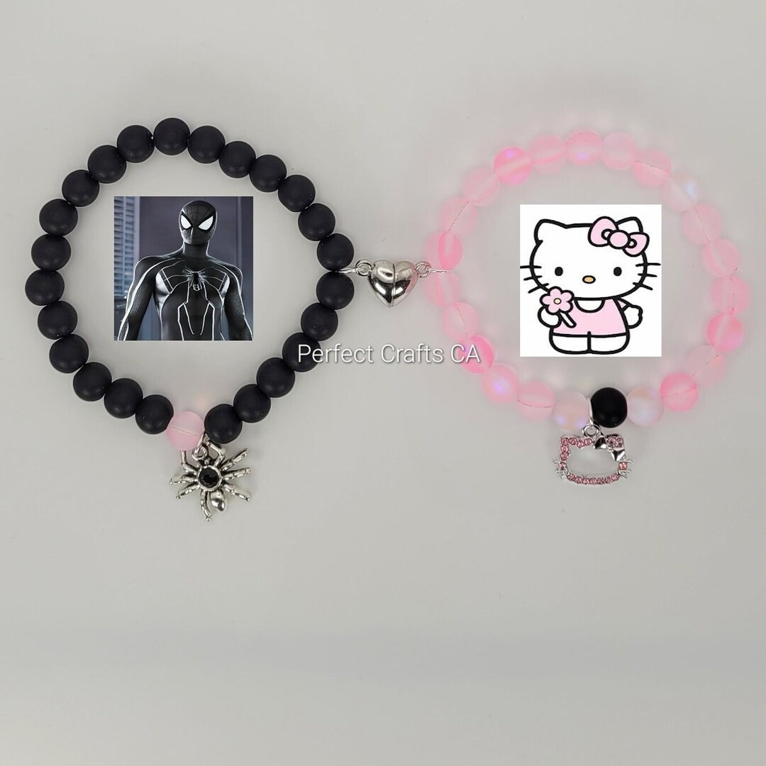 Hello Kitty Spiderman Matching Couple Bracelets, Friendship Bracelets ...