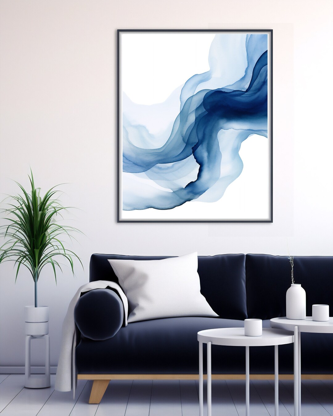 11x14 Watercolor Print, Abstract Art, Navy Blue, Abstract Painting ...