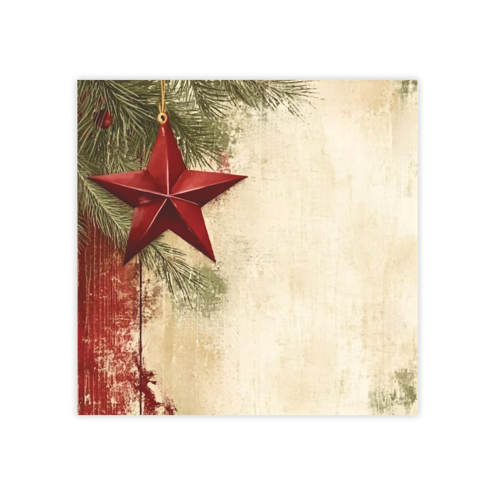 Red Star Christmas Post-it® Note Pad - Distressed Red Green Sticky ...