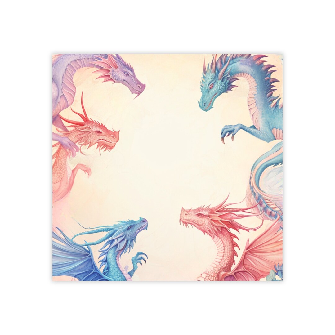 Dragons Post-it® Note Pads Designer Pastel Medieval, Sticky Notes, Gift ...