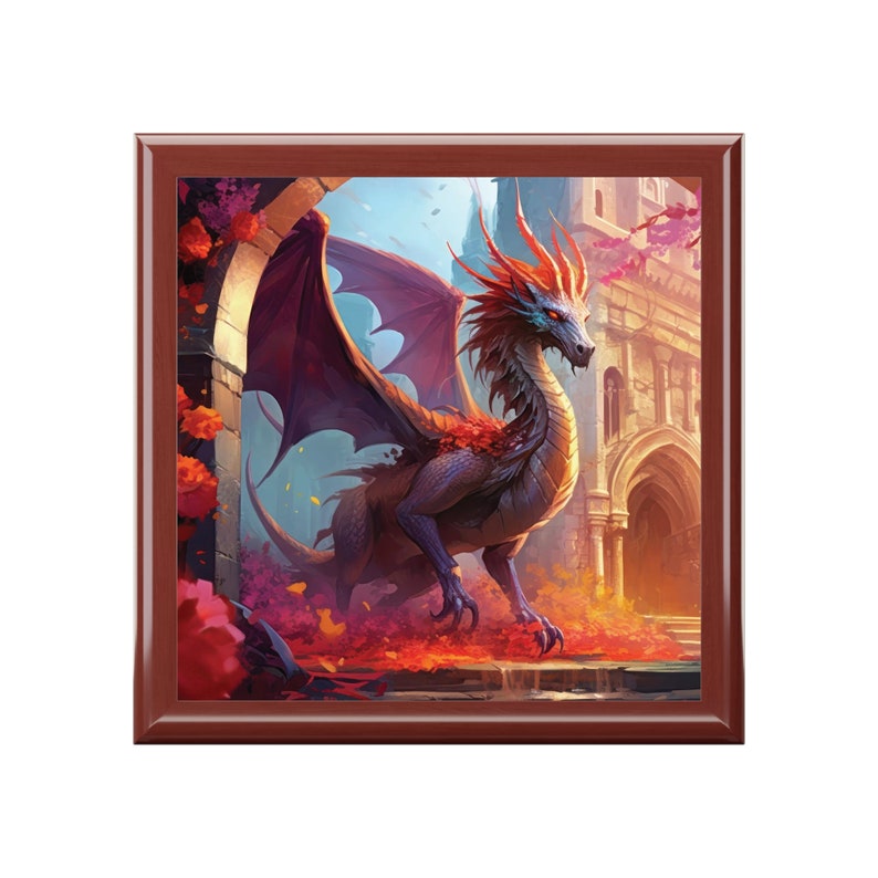 Noble Red Dragon Jewelry Keepsake Box - Red Dragon Wings, Fantasy Fire ...