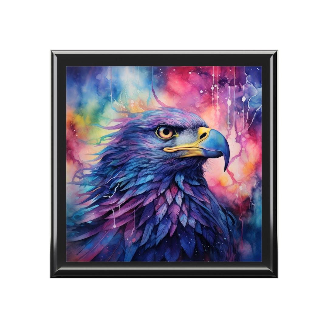 Mystic Spirit Eagle Jewelry Keepsake Box - Wood & Ceramic Tile Top ...