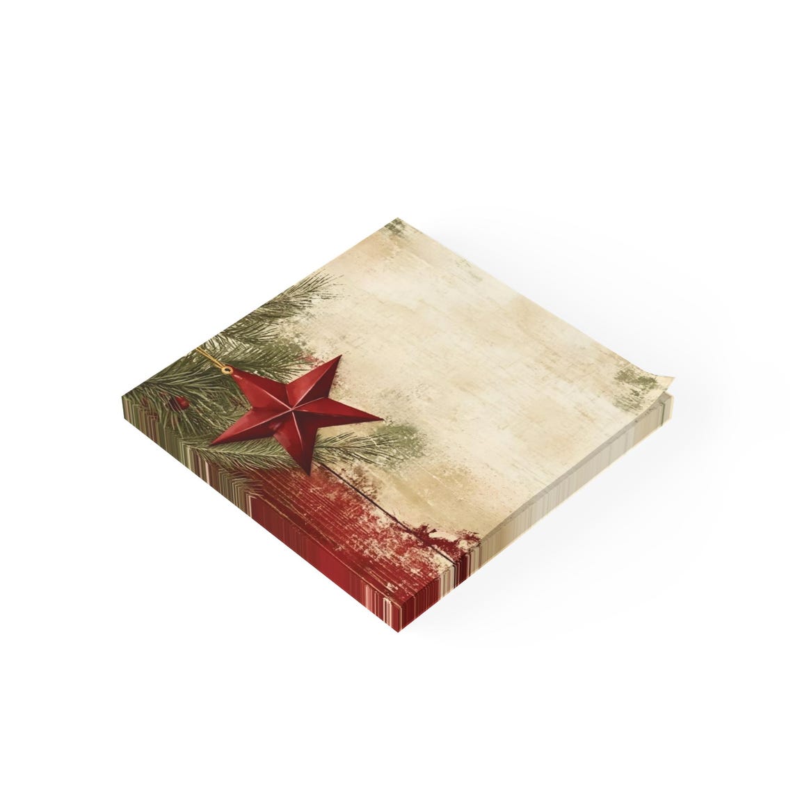 Red Star Christmas Post-it® Note Pad - Distressed Red Green Sticky ...