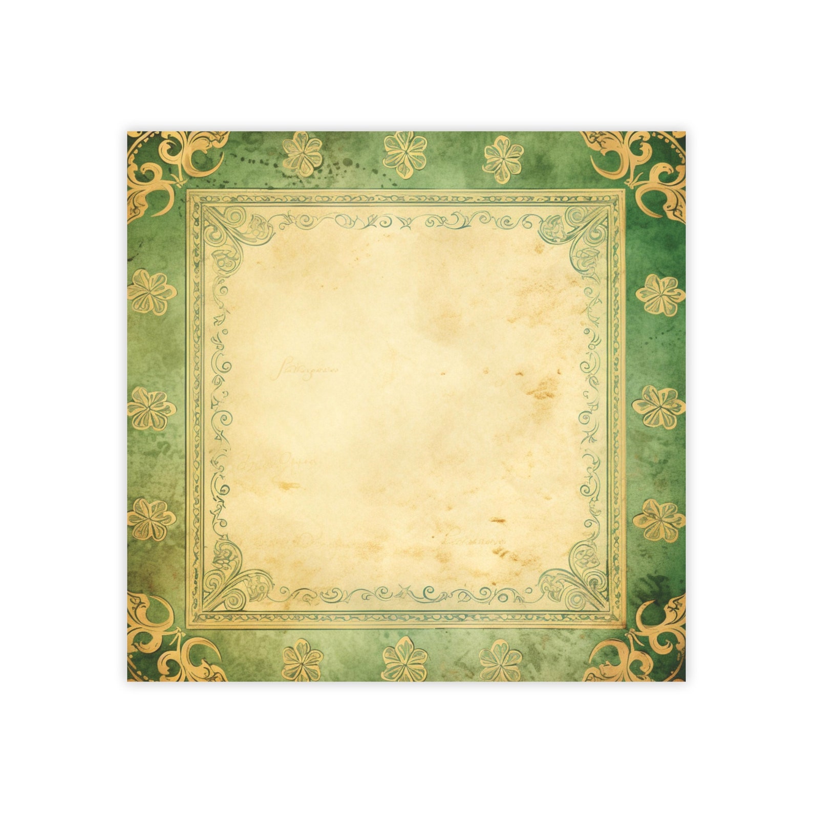 Irish Vintage Post-it® Note Pads - Designer - Green Gold Parchment ...