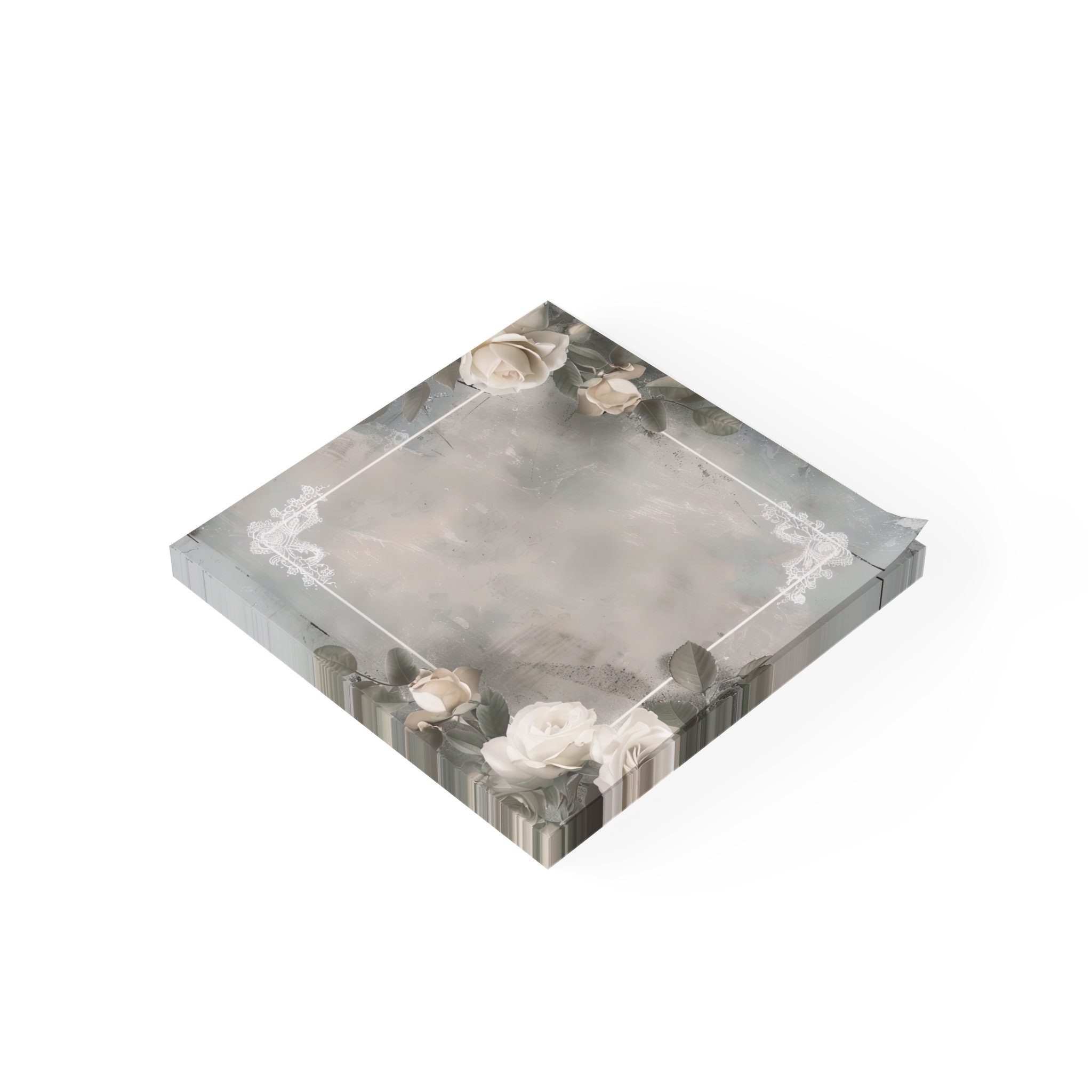 Grey Romance Post-it® Note Pads Distressed, White Frame, Cream White ...