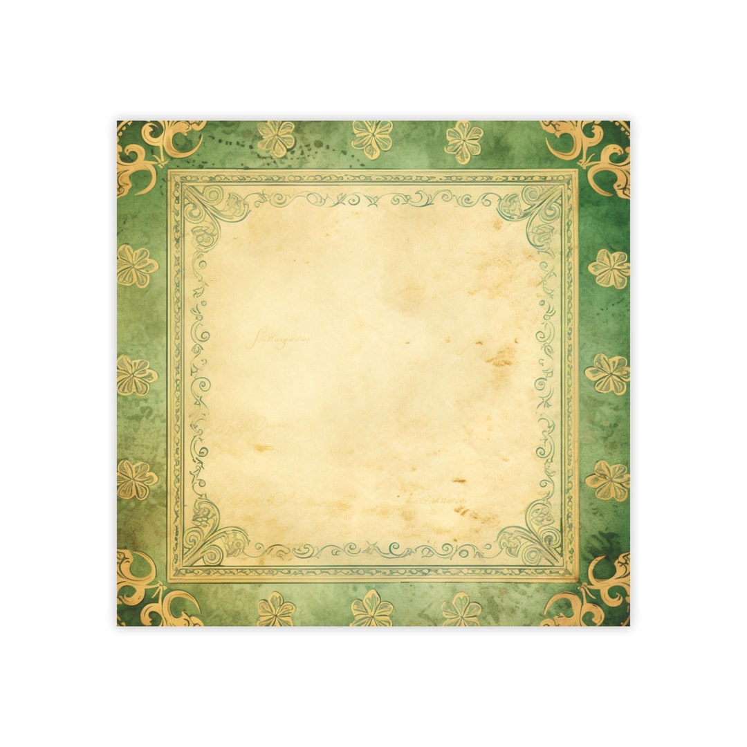 Irish Vintage Post-it® Note Pads - Designer - Green Gold Parchment ...