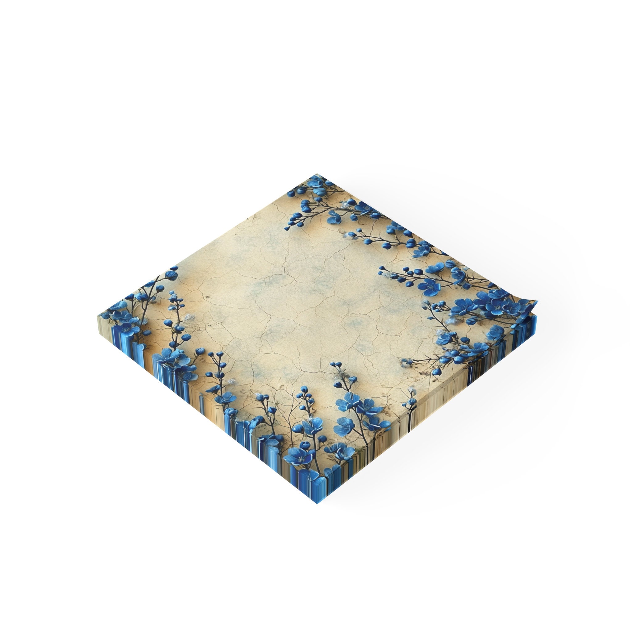 Blue Floral Post-it® Note Pads Designer Craquelure Style, Vintage Blue ...
