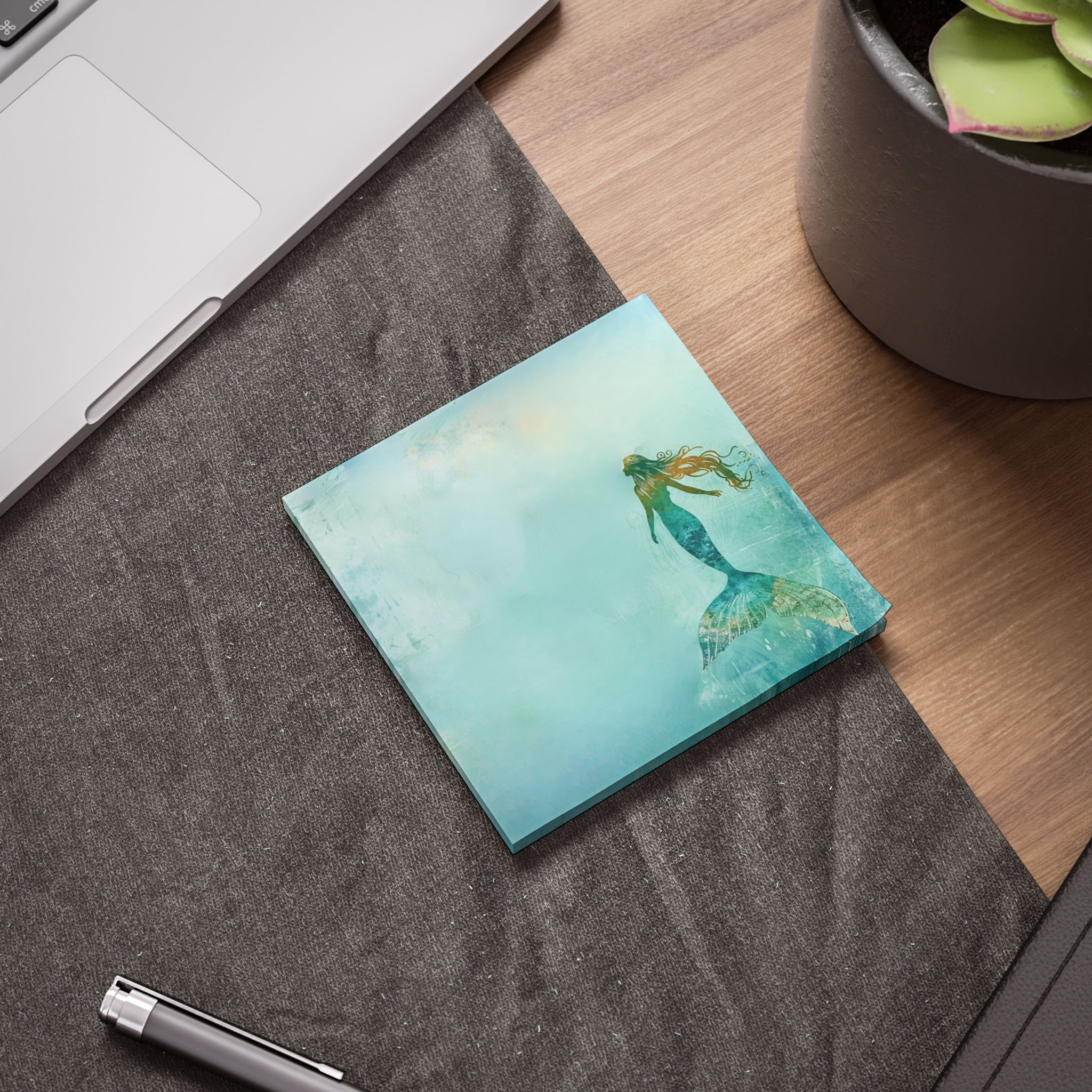 Mermaid Post-it® Note Pads Sea Ocean Blue Watercolor, Siren, Water ...