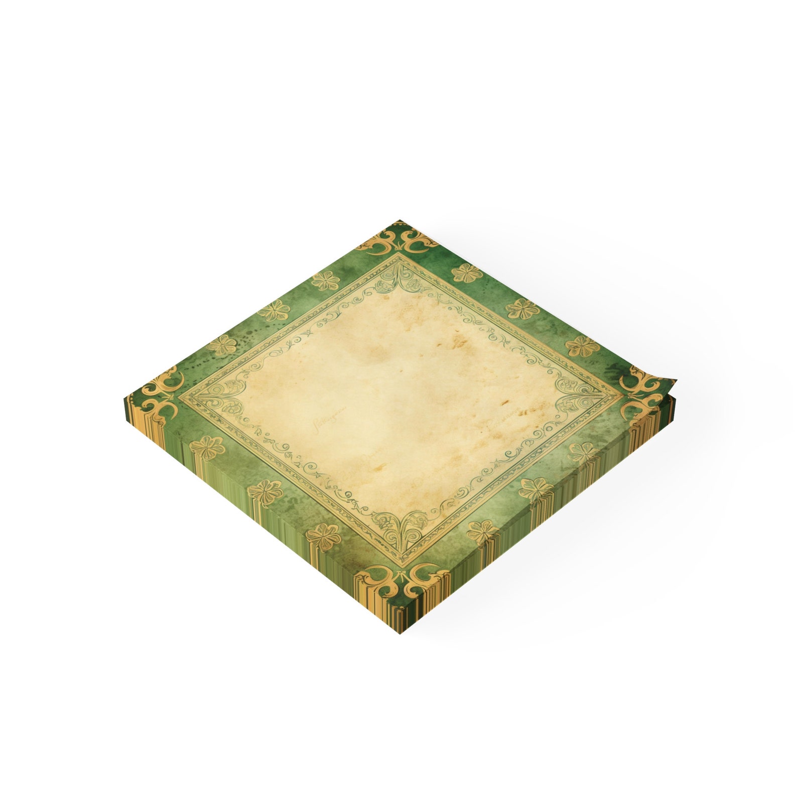 Irish Vintage Post-it® Note Pads - Designer - Green Gold Parchment ...