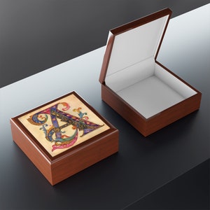 Medieval A Keepsake Box - Wood & Ceramic Tile Top - Initial, Medieval ...