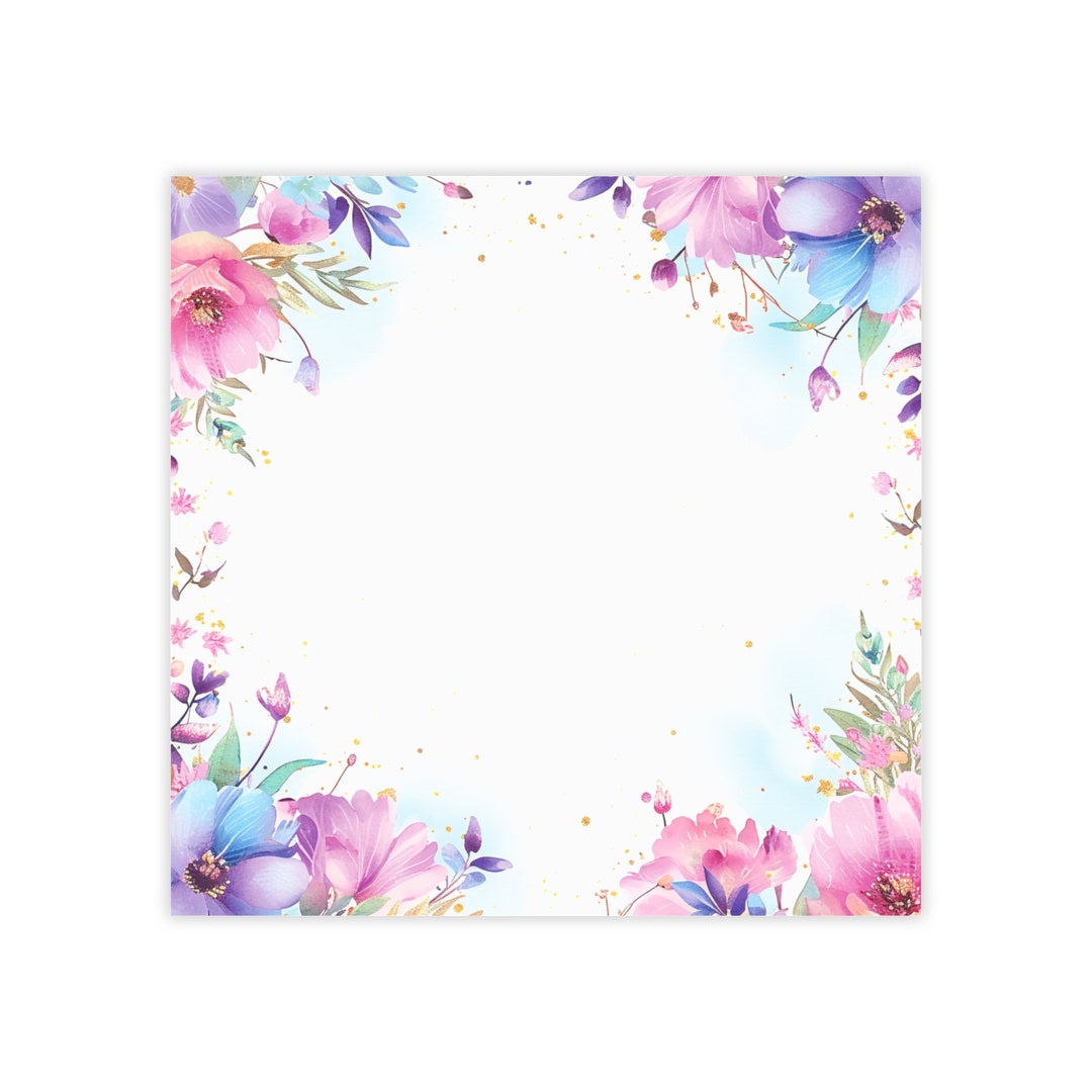 Pretty Flowers Post-it® Note Pads - Designer - Floral Watercolor Frame ...