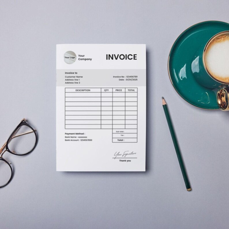 Editable Invoice Template, Printable Invoice Template, Canva Template ...