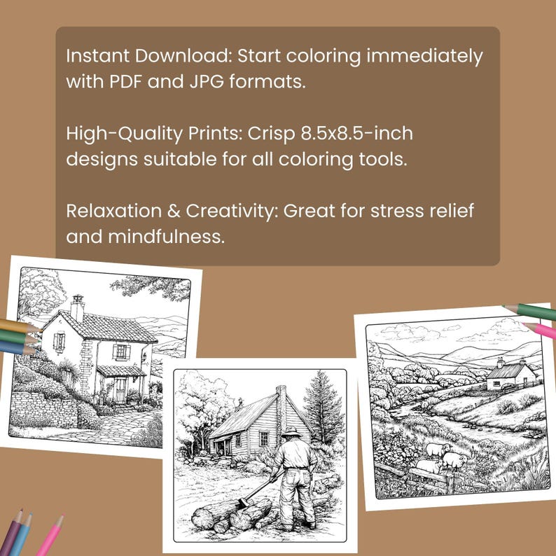 8 Countryside Coloring Pages – Printable Adult Coloring Sheets ...
