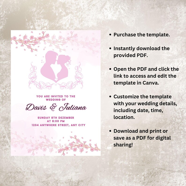 Simple Wedding Invitation Template, Editable Wedding Invitation ...