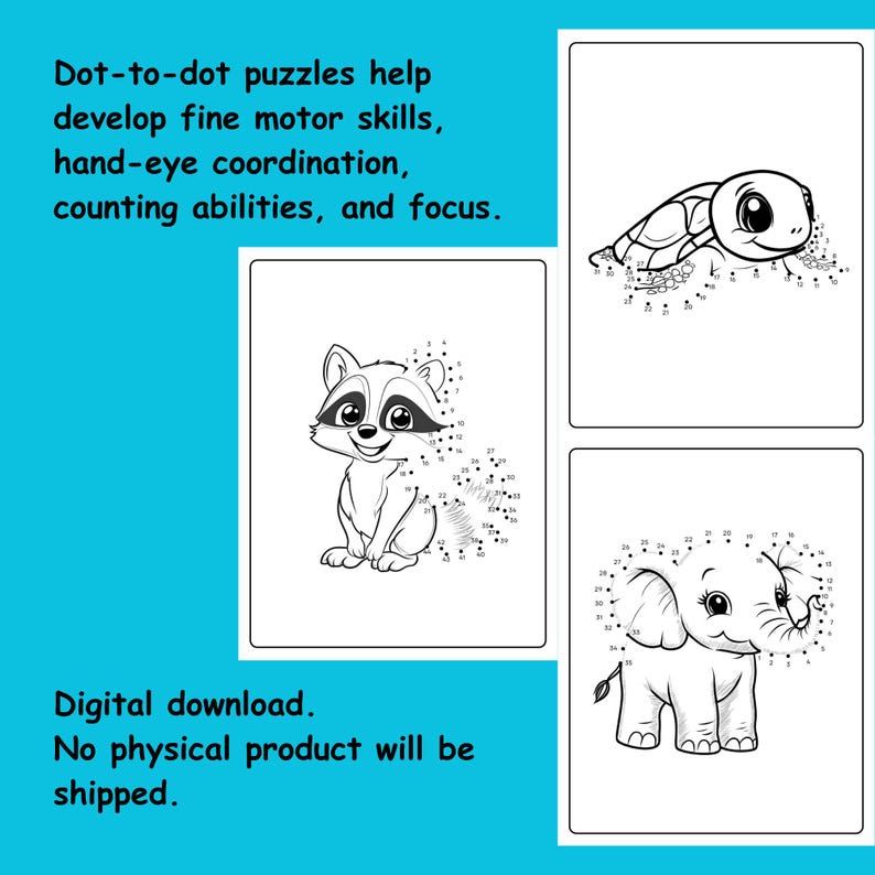 Printable Dot to Dot / Animal and Fruit Fun / 20 Pages, 8.5x11 Inches ...