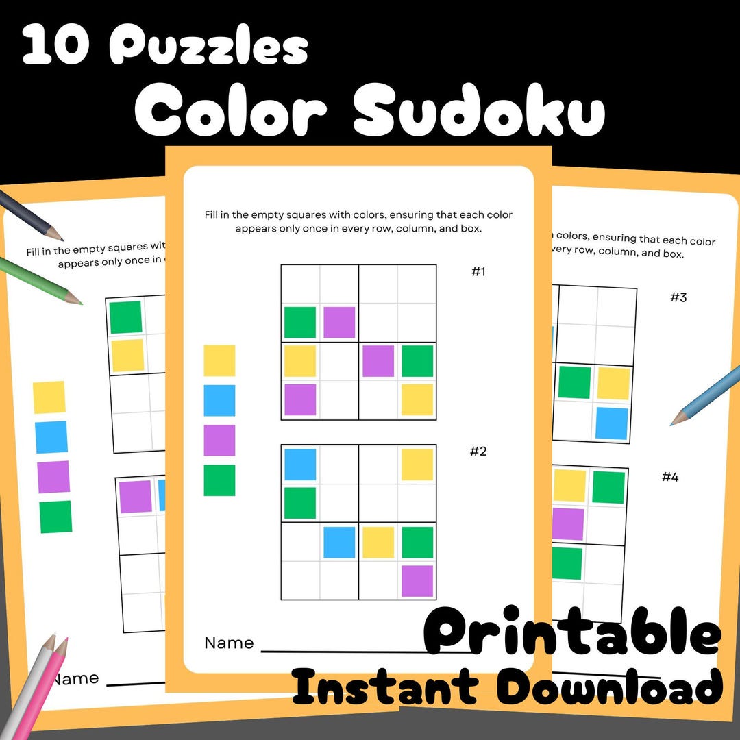 Printable Color Sudoku Puzzles – Fun 4x4 Logic Puzzles for Early ...