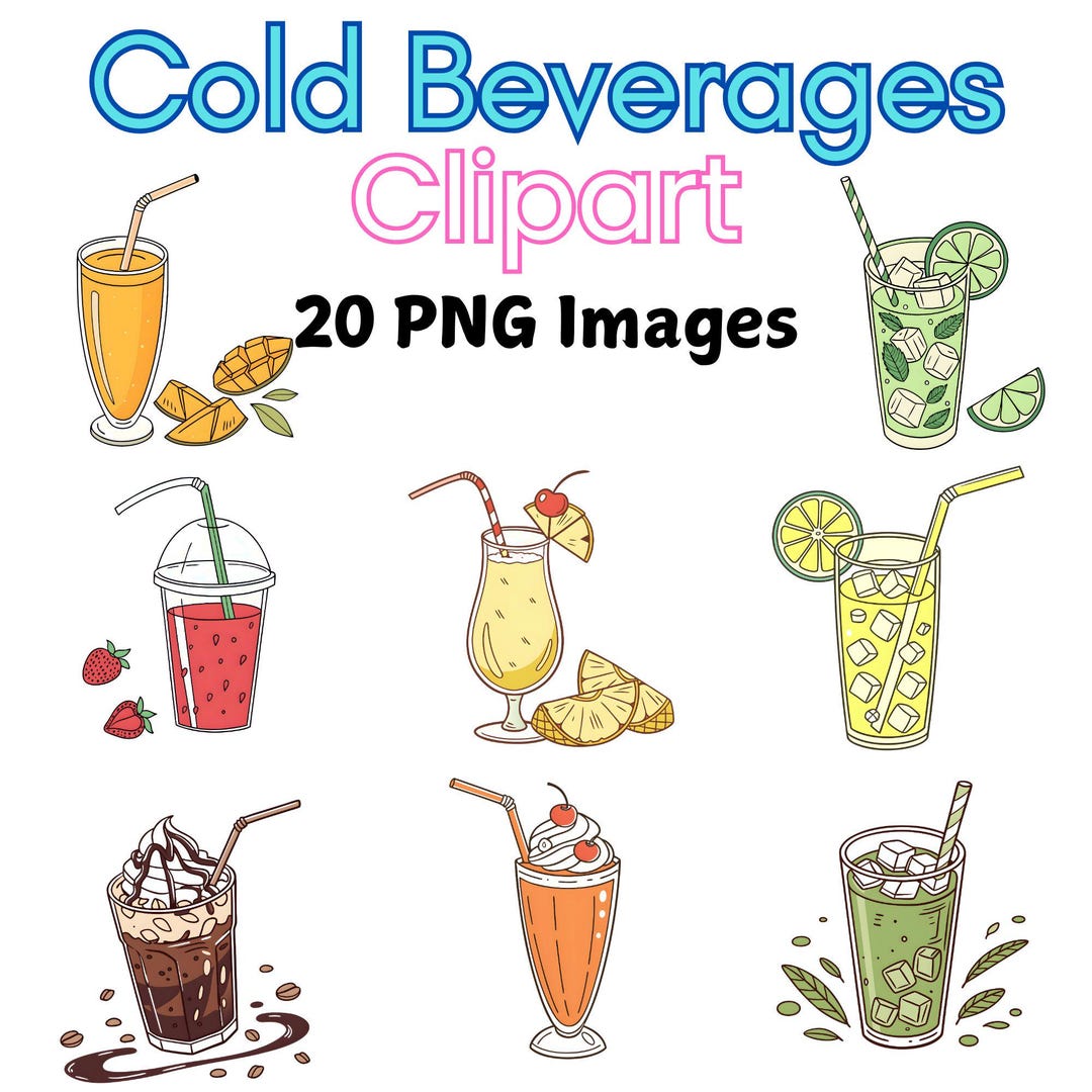 20 PNG Cold Beverages Clipart / Instant Download / Transparent ...