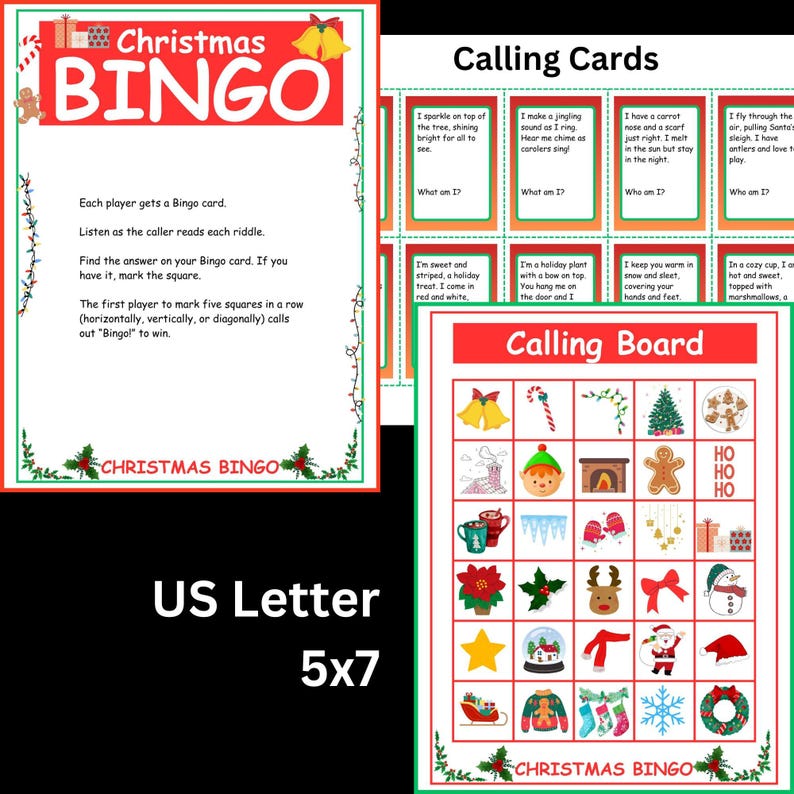 Christmas Bingo Riddle Cards / Printable Fun for the Holidays /PDF ...