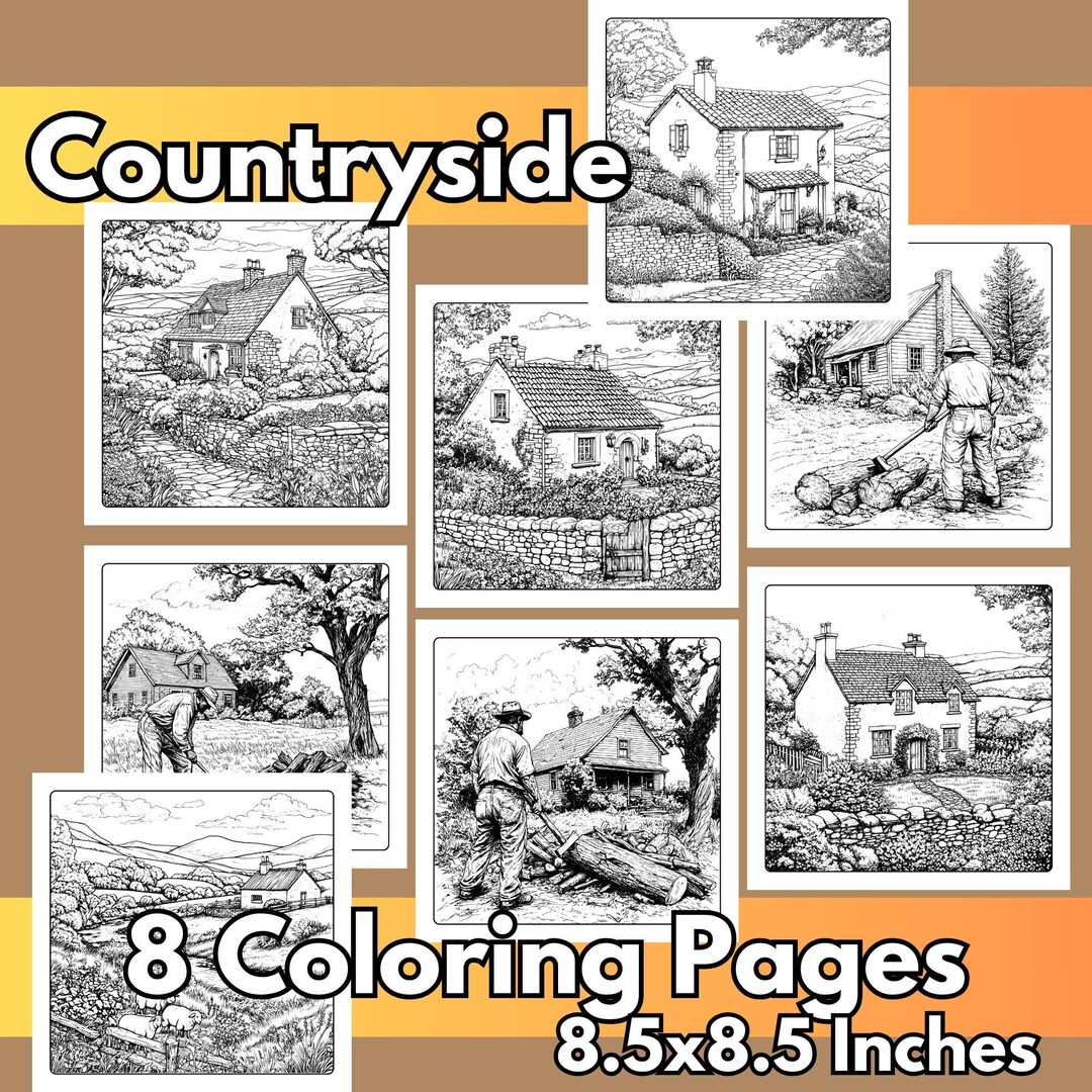 8 Countryside Coloring Pages – Printable Adult Coloring Sheets ...