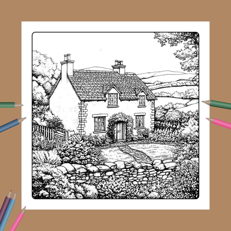 8 Countryside Coloring Pages – Printable Adult Coloring Sheets ...