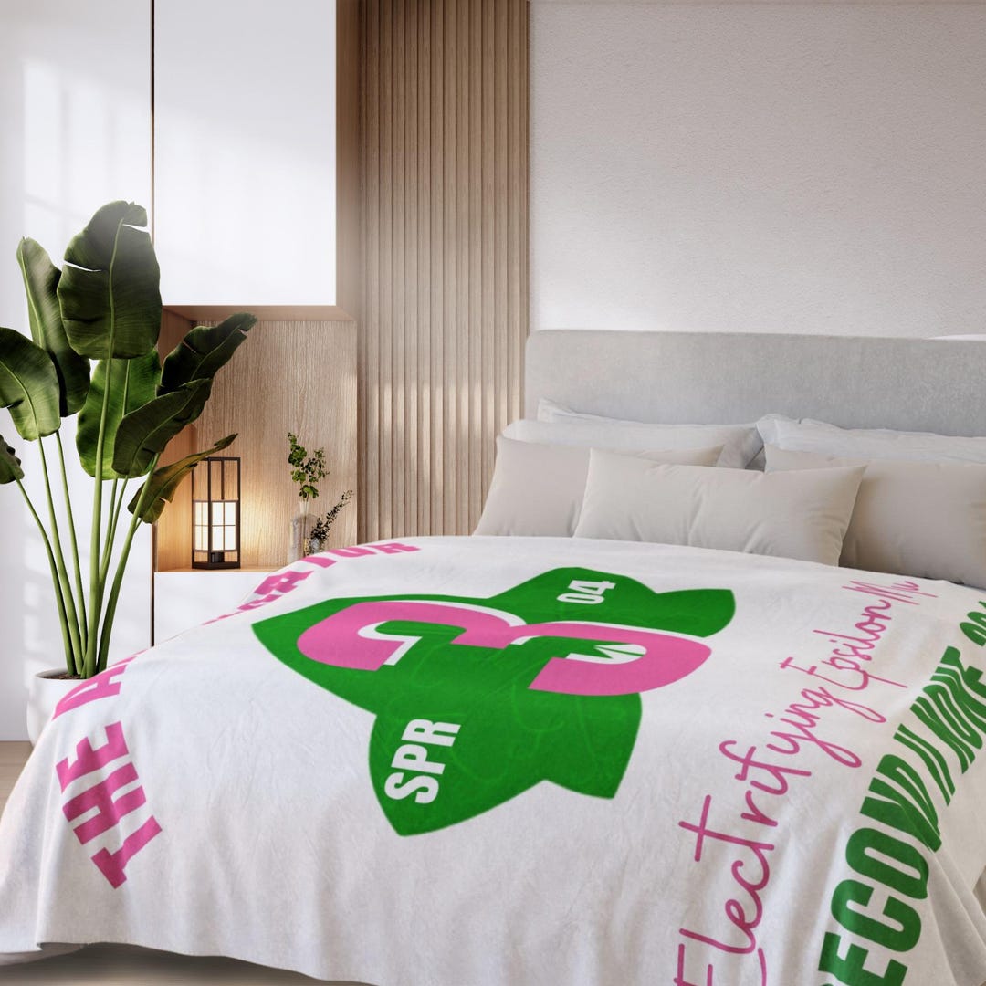 Custom Sorority Sherpa Fleece Blanket: Personalized Pink and Green Ivy ...
