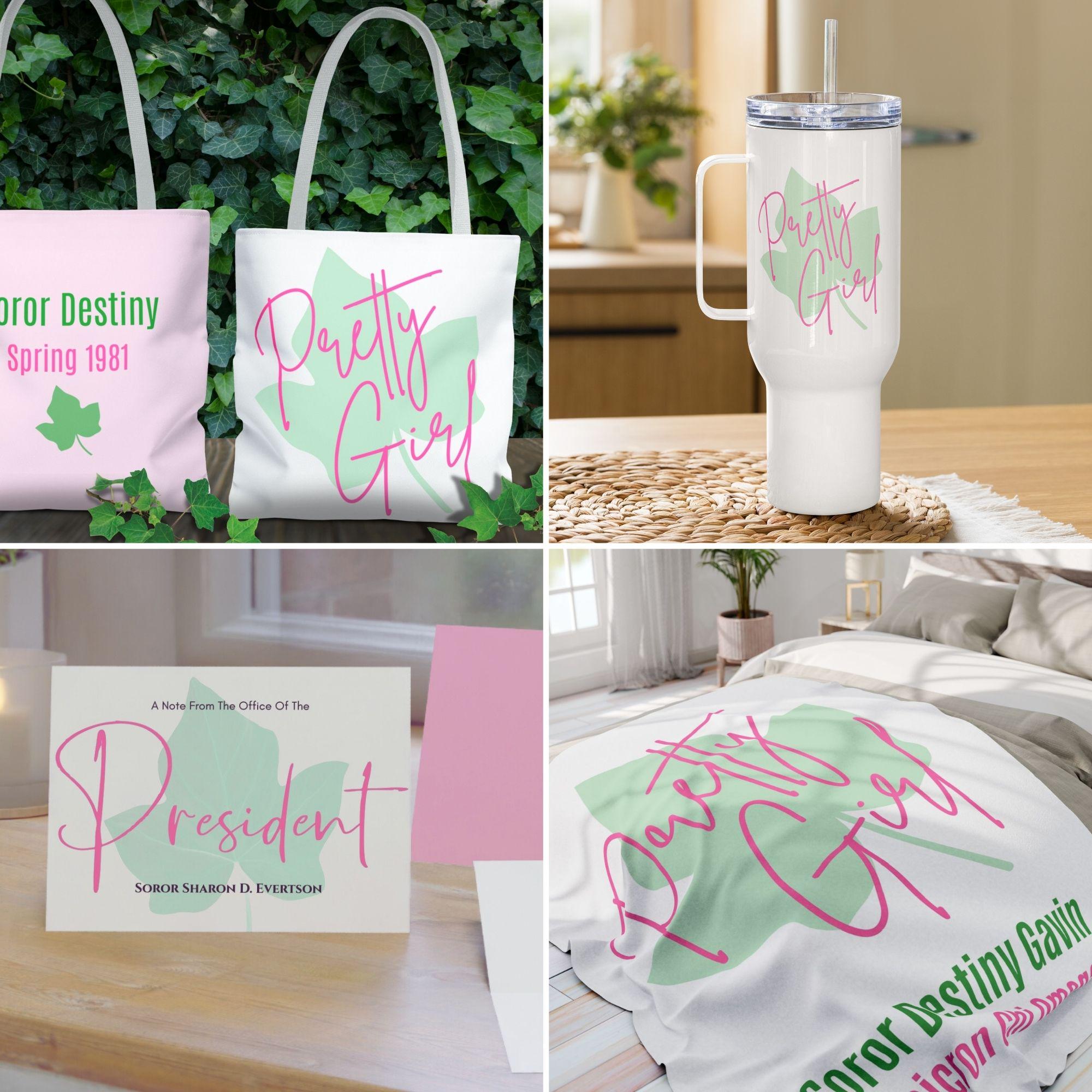 Personalized Stainless Steel Sorority Tumbler Gift: Pink and Green ...