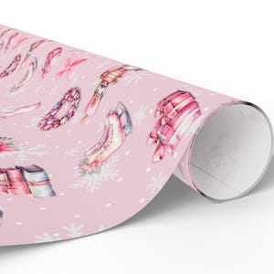 Festive Pastel Pink Gift Wrap Paper - Adorable Christmas Wrapping Paper ...