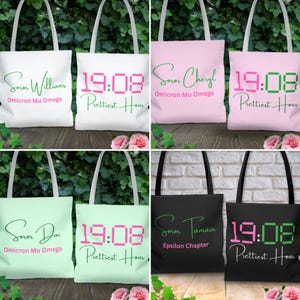 Pink and Green Sorority Tote Bag - Prettiest Hour Gift for Her ...
