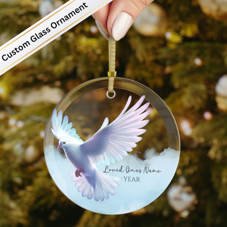 Personalized Holiday Ornament White Dove Memorial Keepsake Cherished ...
