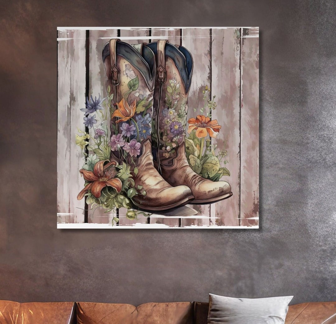 Cowboy Boot Print, COWBOY BOOT DECOR, Nature Inspired Art, Rustic ...