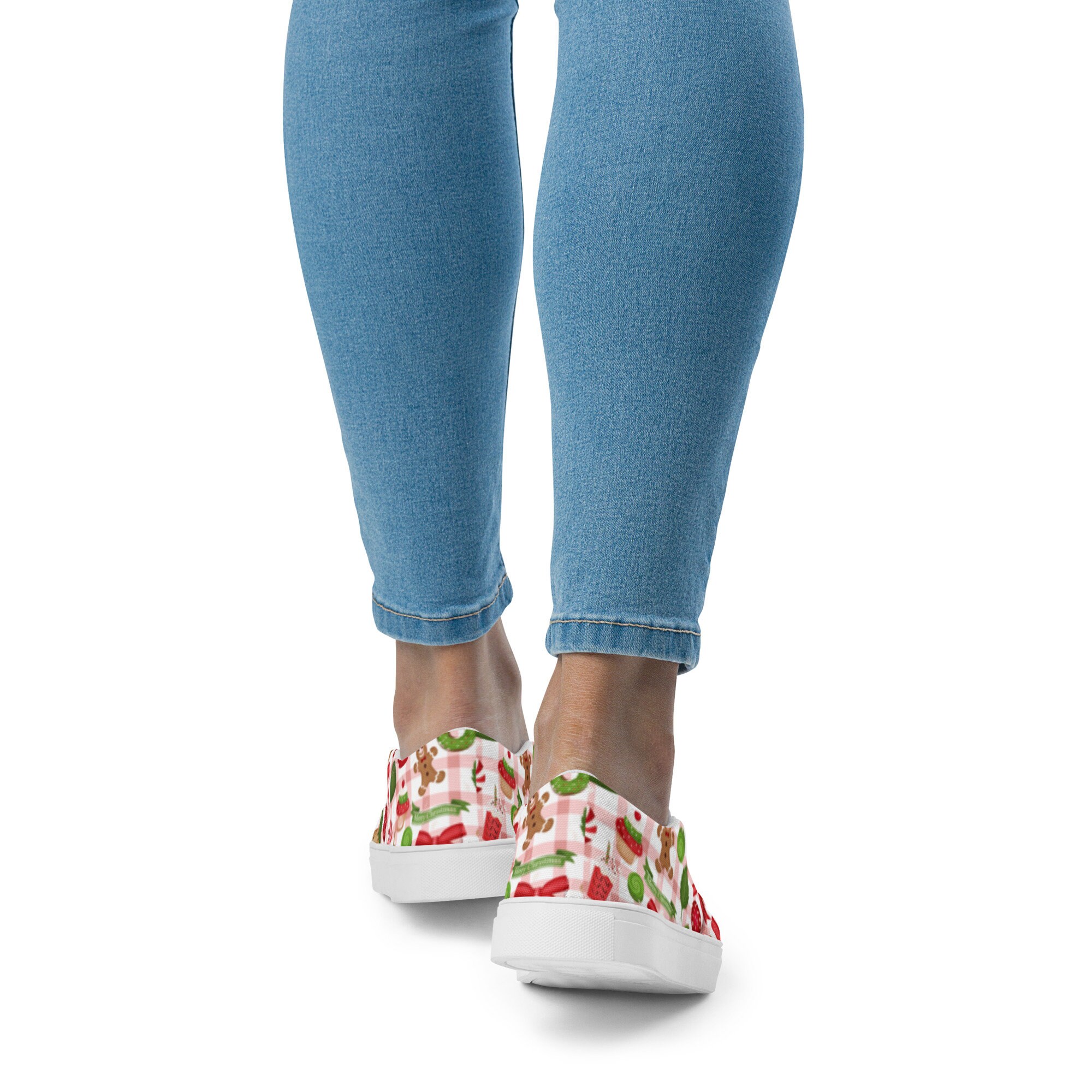 Pink Christmas Canvas Slip-on Sneakers: Festive Holiday Shoes - Etsy