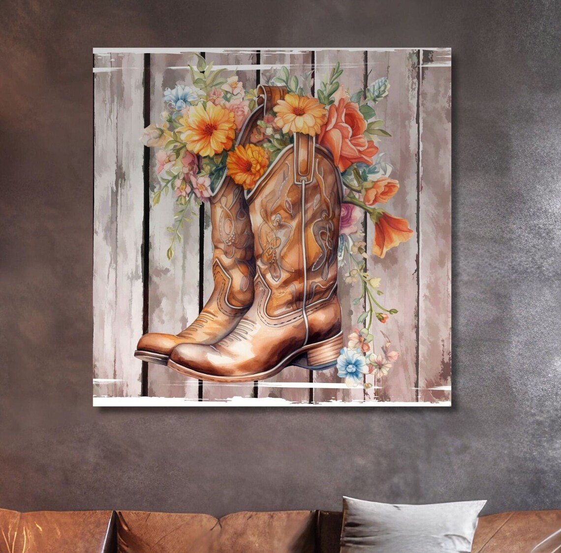 COWBOY BOOT PRINT, Rustic Elegance Canvas, Nature Inspired Art ...