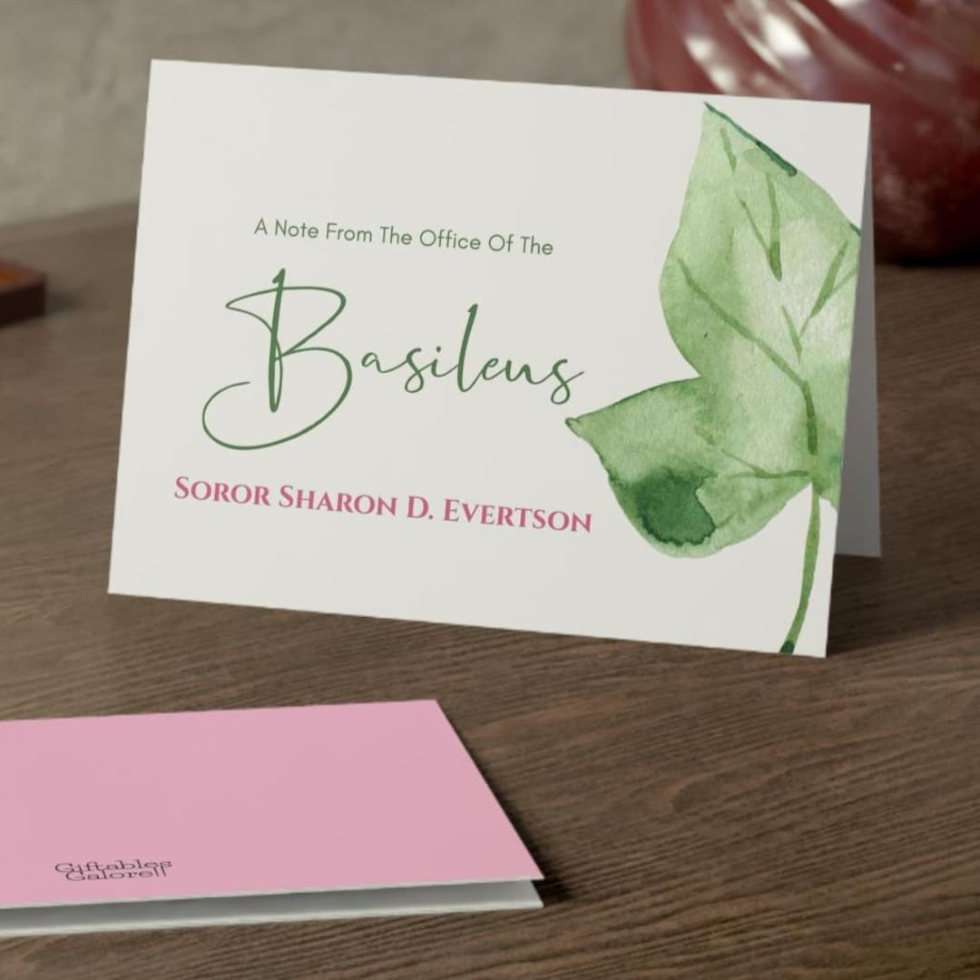 Personalized Sorority Greeting Cards: Pink and Green Ivy Stationary ...