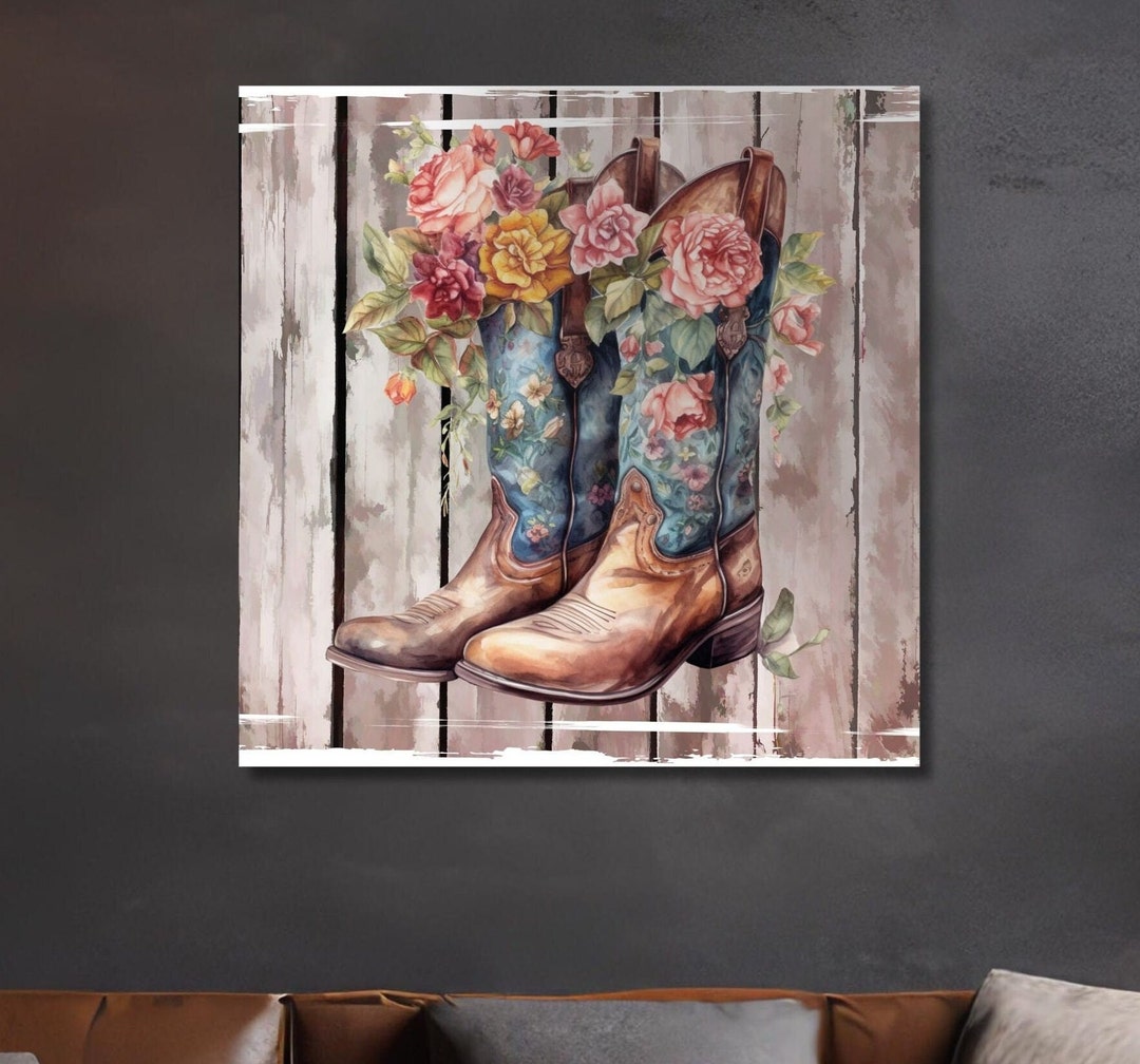 Cowboy Boot Print, COWBOY BOOT DECOR, Nature Inspired Art, Rustic ...