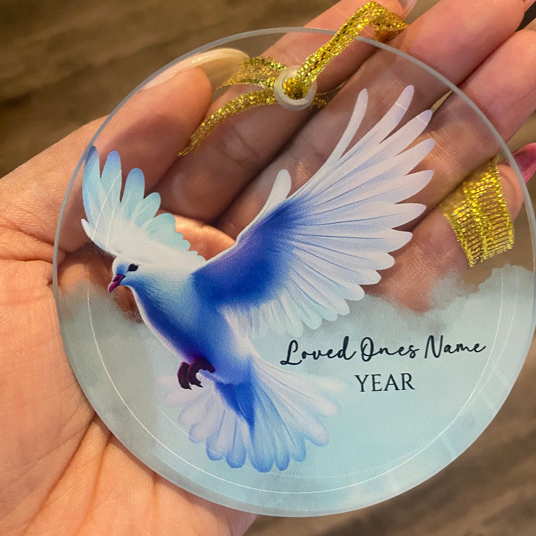 Personalized Holiday Ornament White Dove Memorial Keepsake Cherished ...