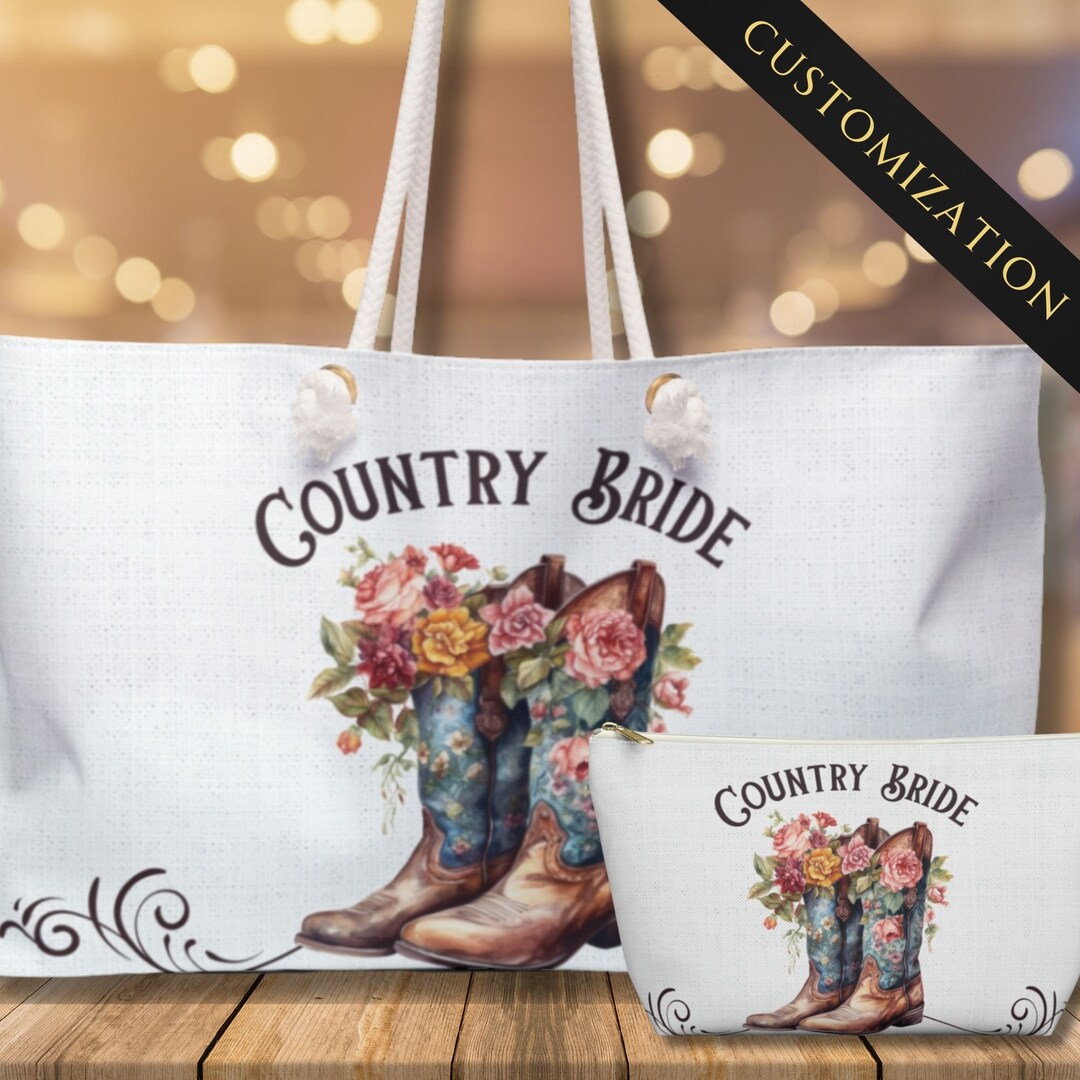 Large Wedding Tote Bag With Country Charm: Personalized Country Bride ...